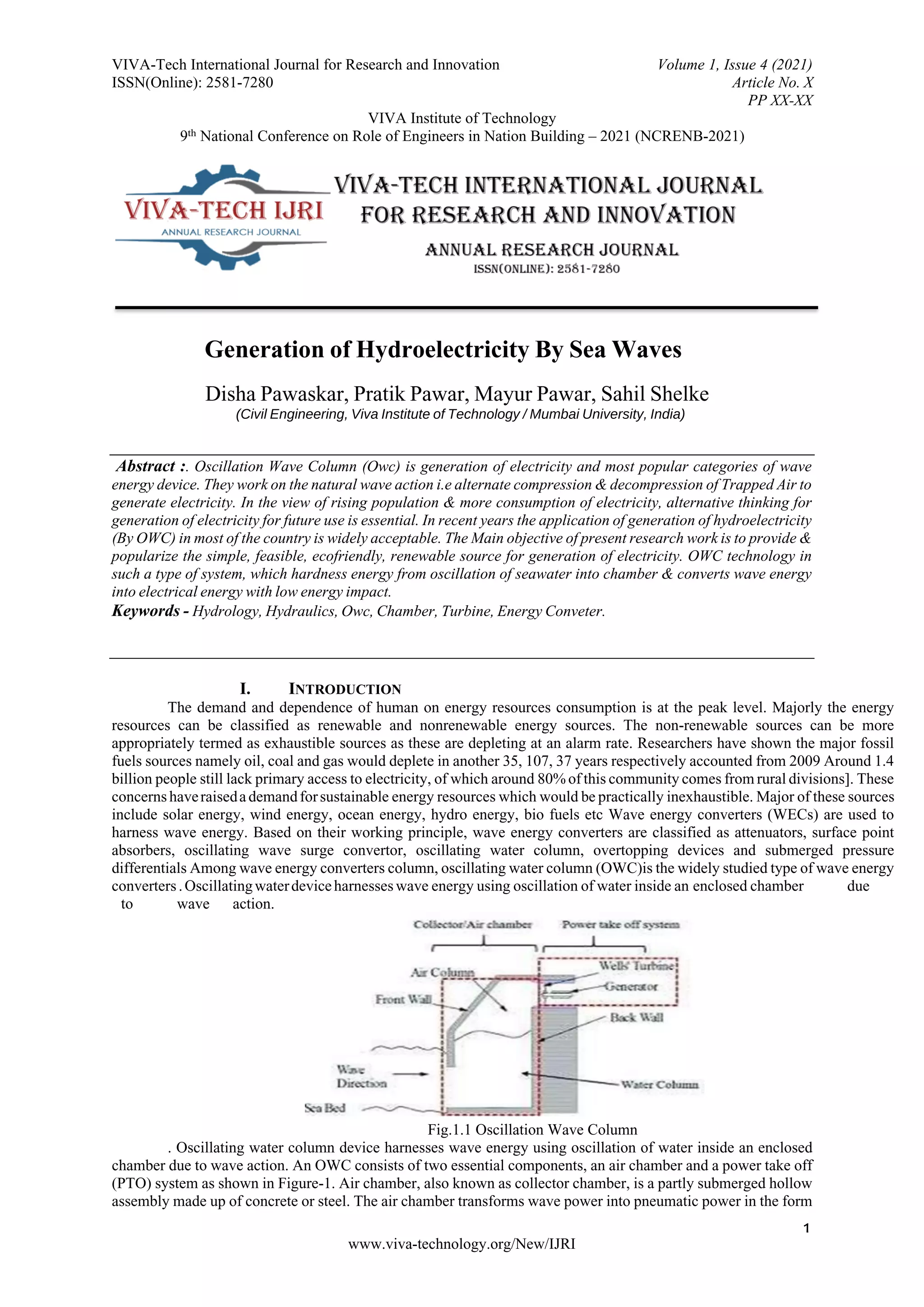 Generation of Hydroelectricity By Sea Waves | PDF