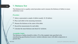 IN PROCESS QUALITY CONTROL TEST FOR TABLETS | PPTX