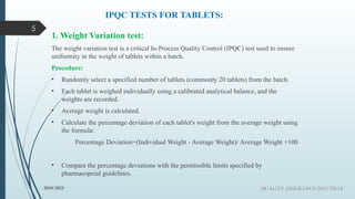 IN PROCESS QUALITY CONTROL TEST FOR TABLETS | PPTX