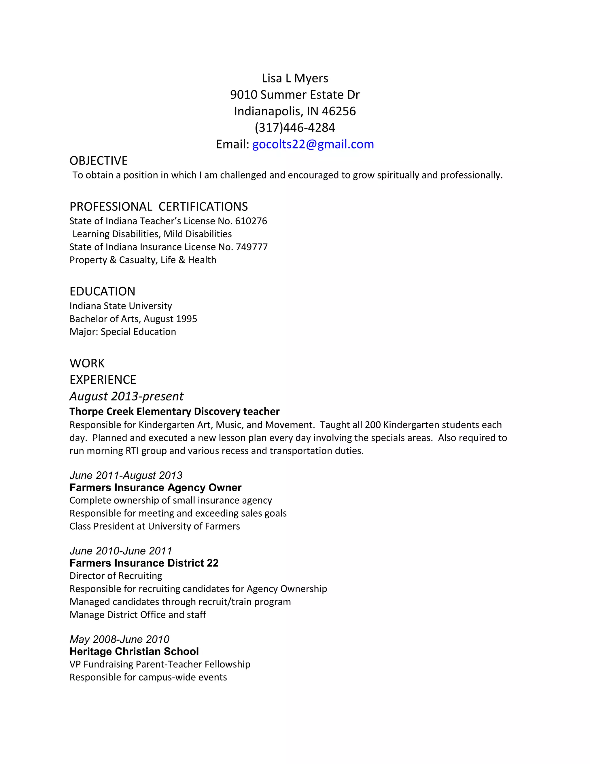 Lisa L Myers resume July 14 | PDF