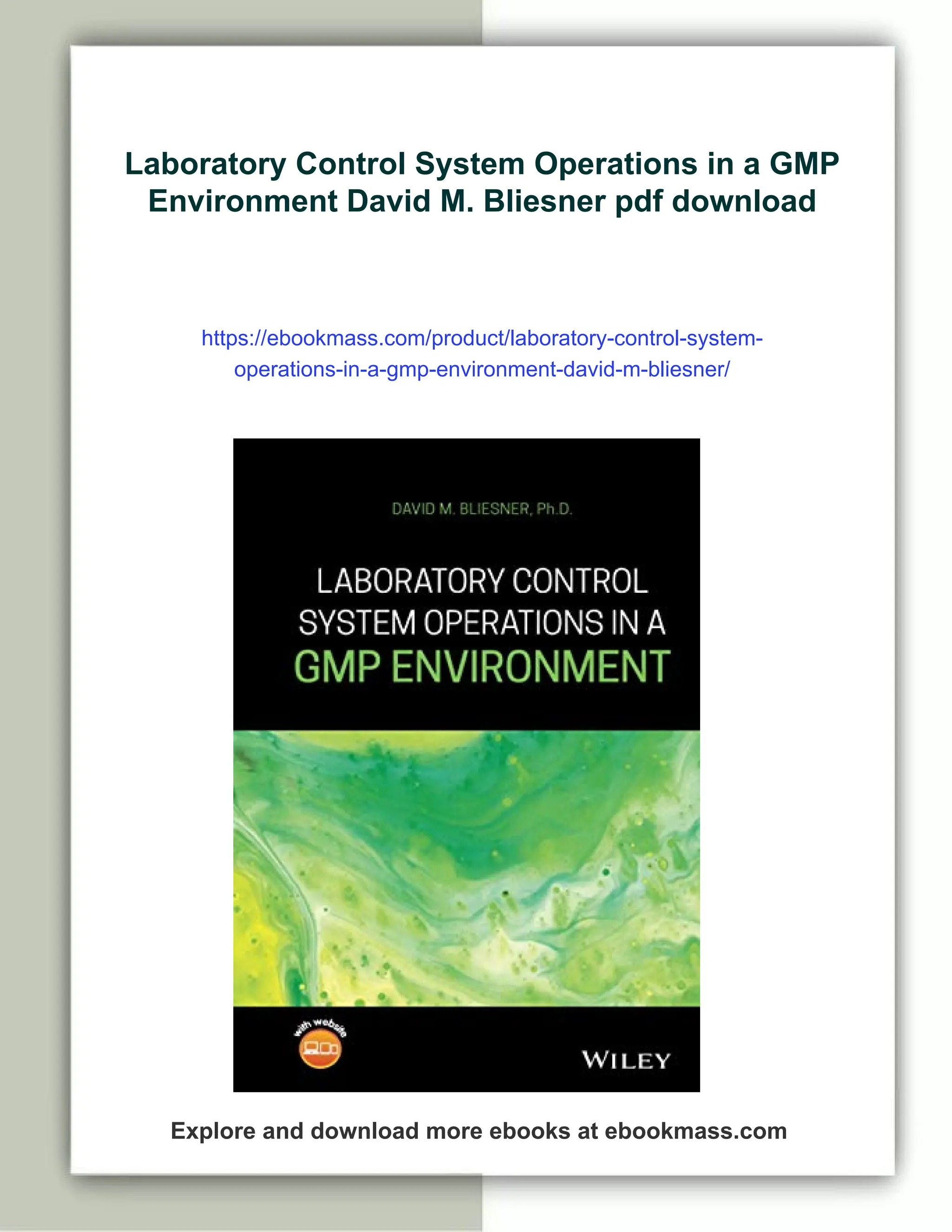 Laboratory Control System Operations in a GMP Environment David M ...