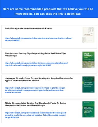 Plant Sensing And Communication Illustrated Karban Richard | PDF
