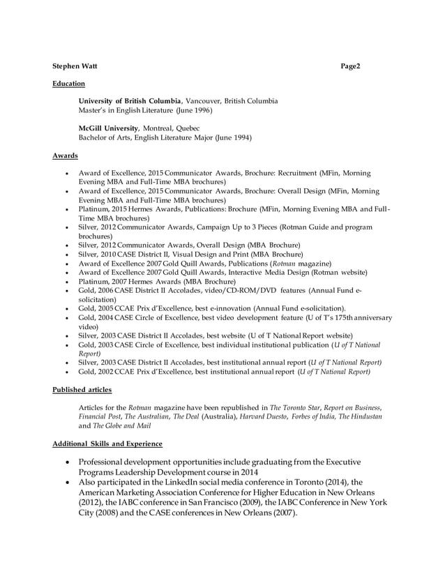 resume - stephen watt, 2015 | PDF