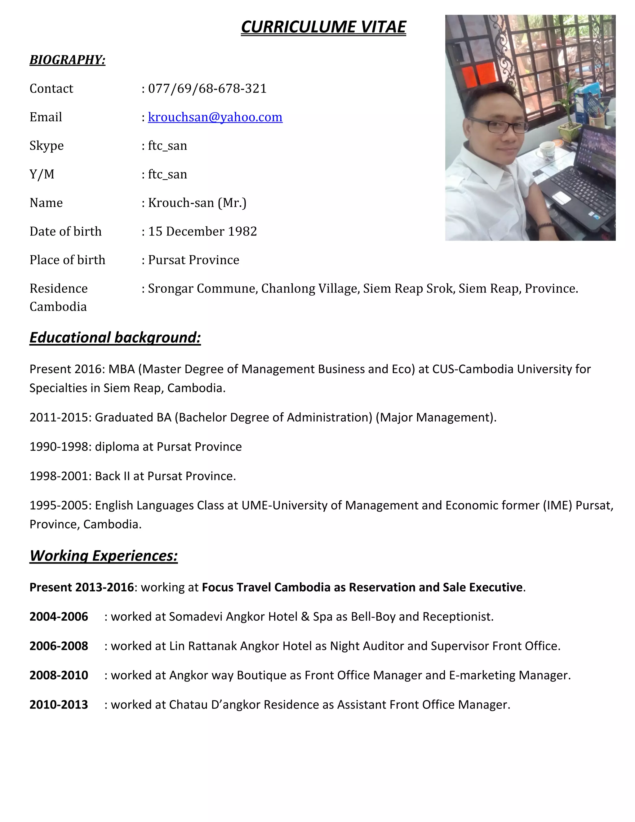 CURRICULUME VITAE | PDF | Asia Travel | Travel Locations