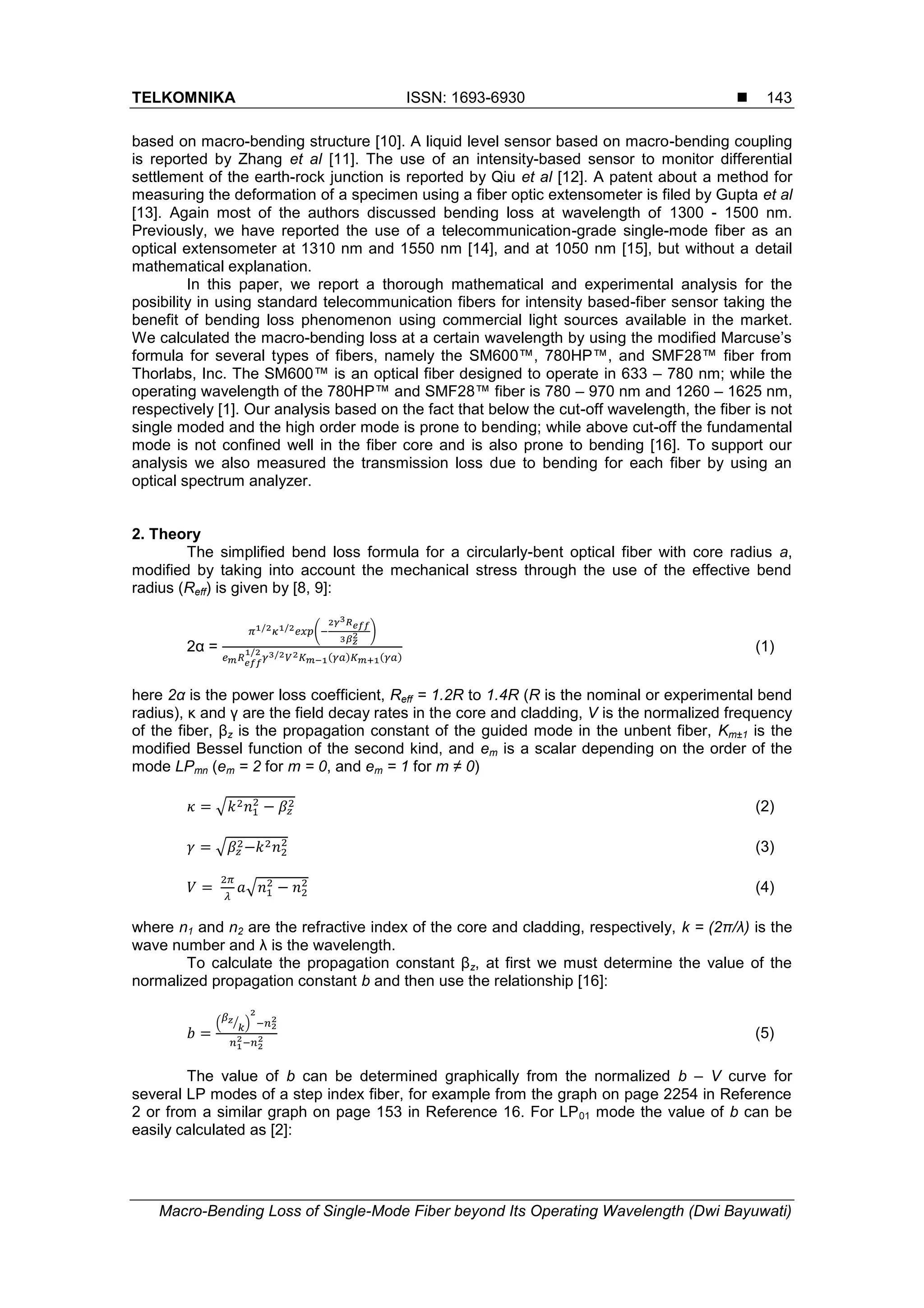 Macro-Bending Loss of Single-Mode Fiber beyond Its Operating Wavelength ...