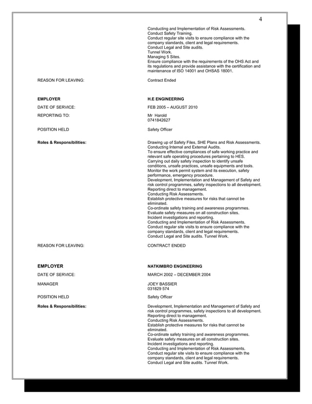 Warren Davids CV | DOC | Civil Engineering Industry | Industries