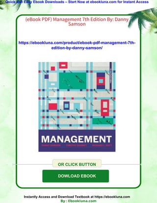 (eBook PDF) Management 7th Edition By: Danny Samson | PDF