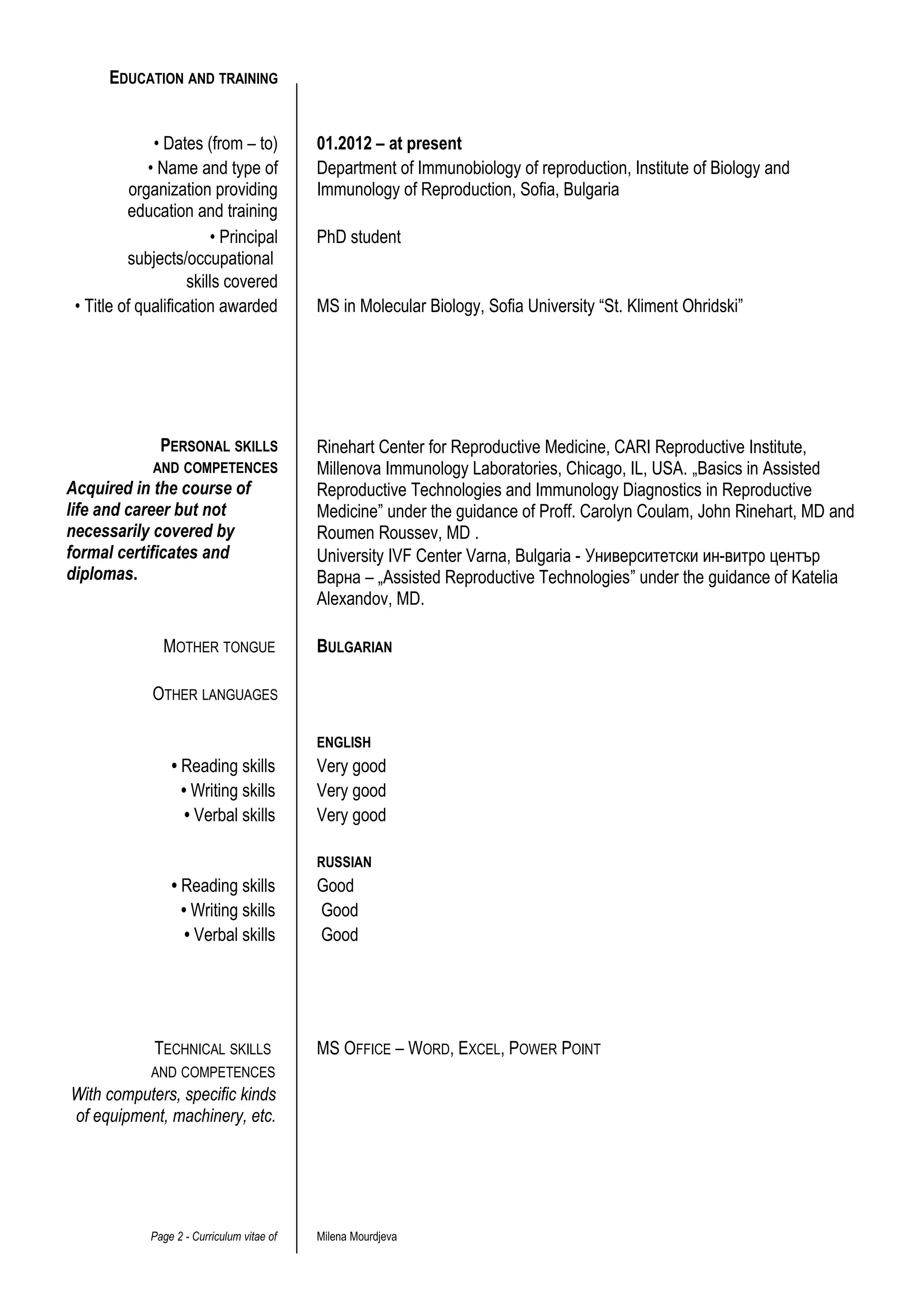 CV NINA english | PDF