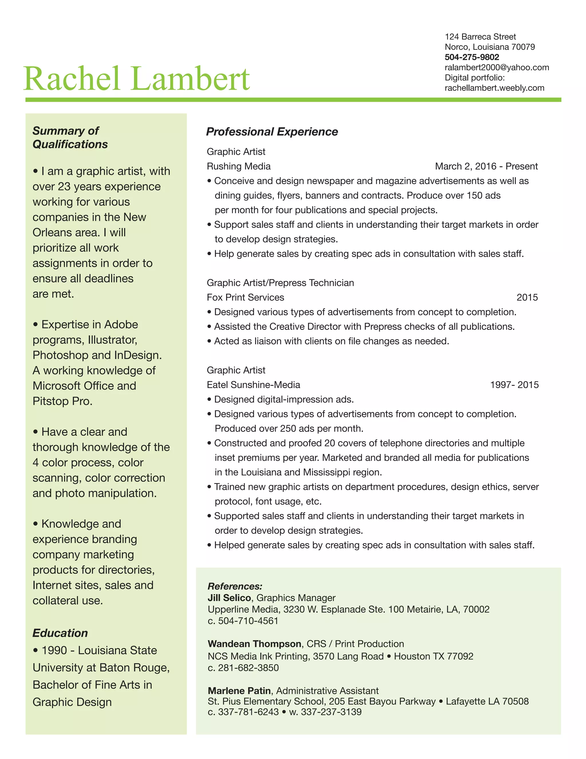 Rachel Lambert Resume | PDF