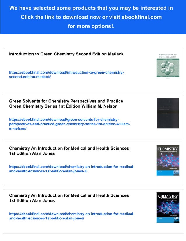 Methods and Reagents for Green Chemistry An Introduction 1. Edition ...