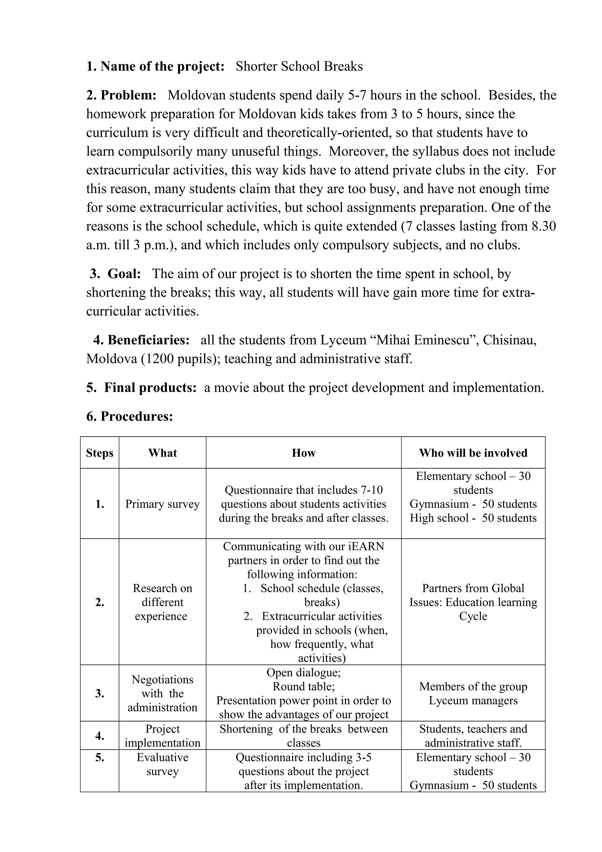 Shorter School Breaks | DOC