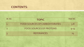 food sources of carbohydrates and proteins | PPTX