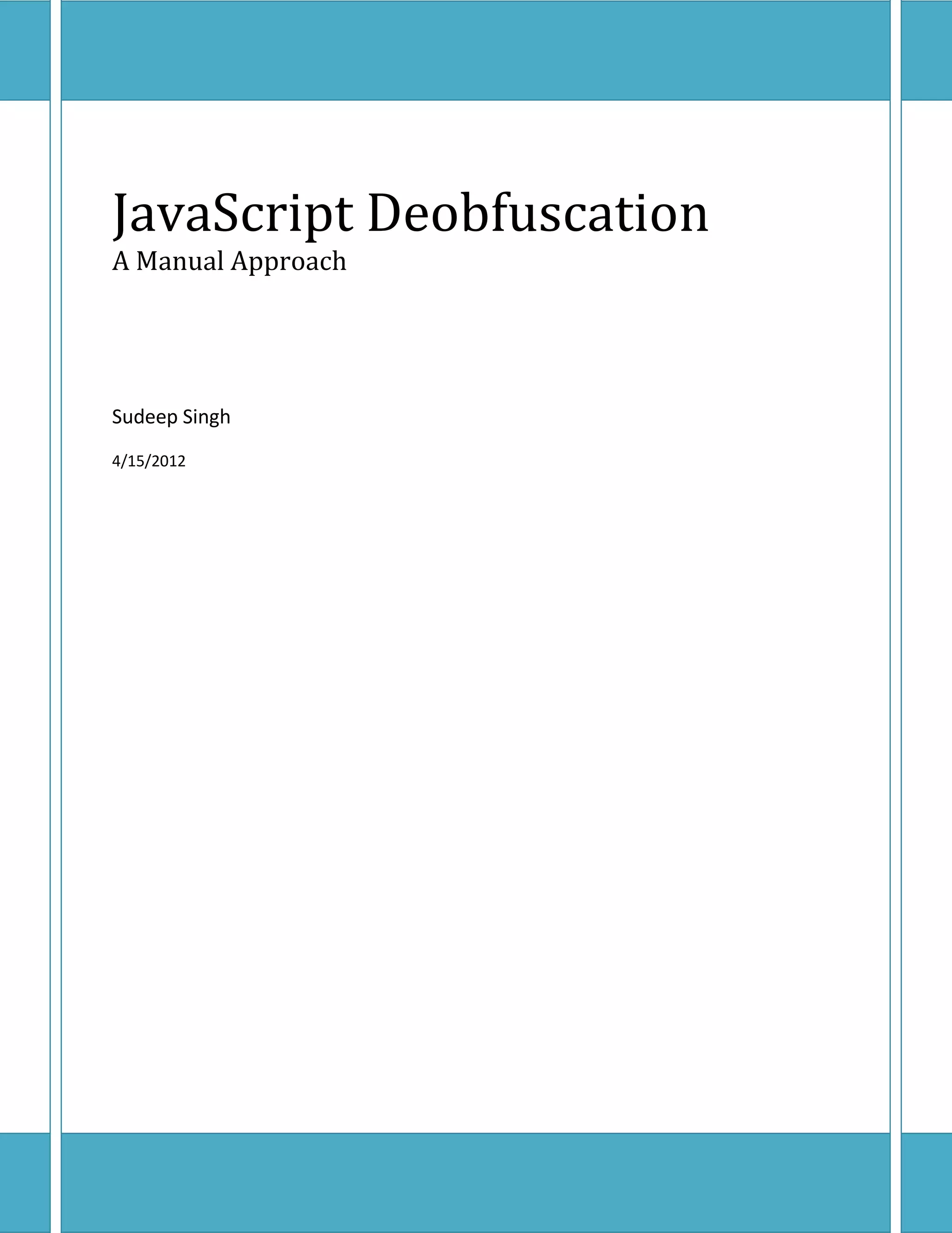 Javascript Deofuscation A manual Approach | PDF