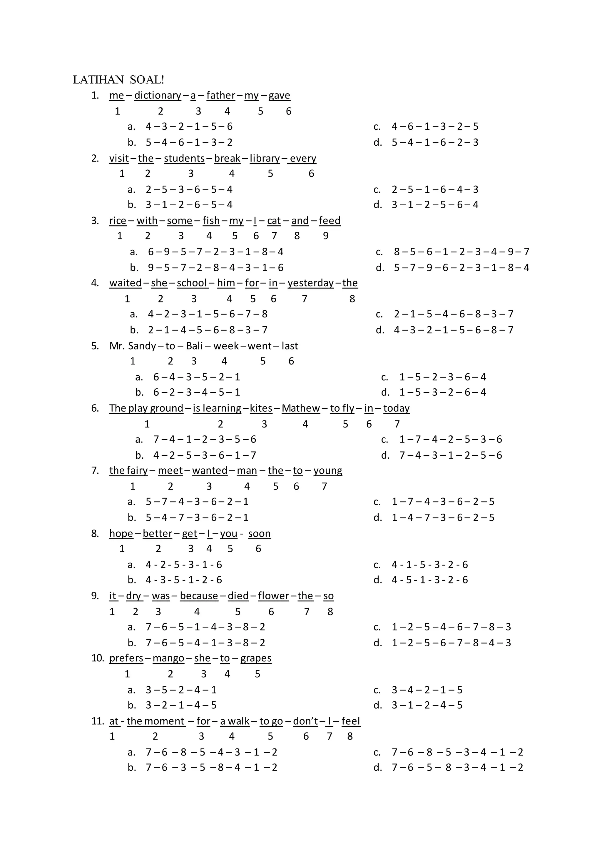 Arranging jumbled words-docx | DOCX
