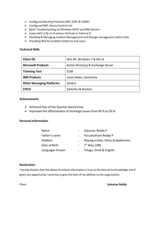Sukumar Resume | PDF