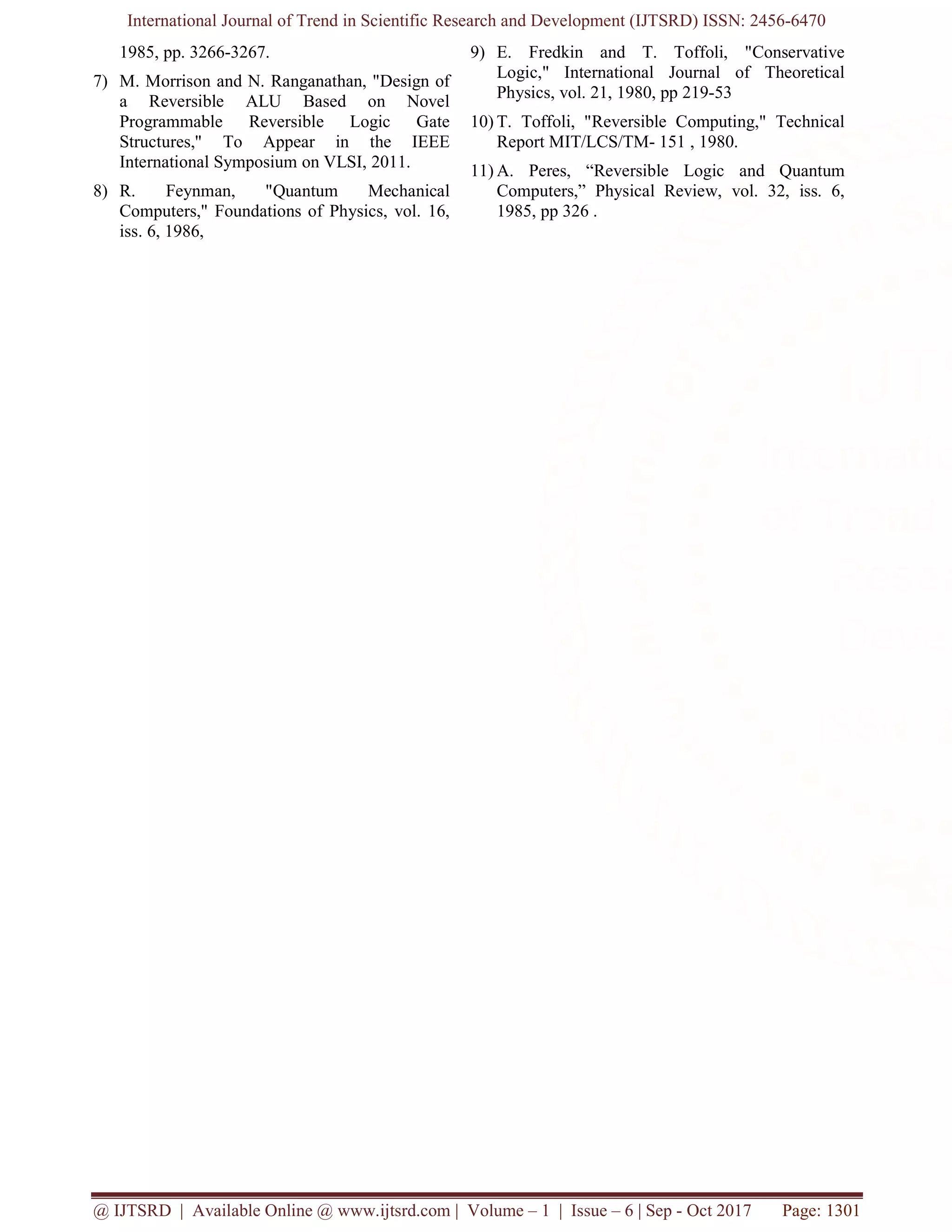 A Novel Design of a 4 Bit Reversible ALU using Kogge-Stone Adder | PDF