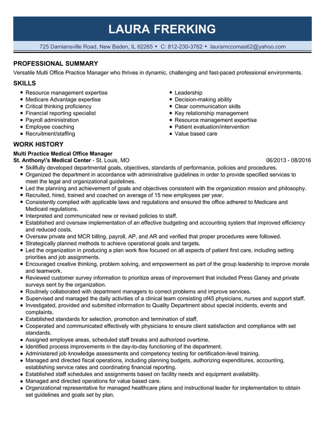 Laura Resume November 2016 | DOC | Healthcare Industry | Industries