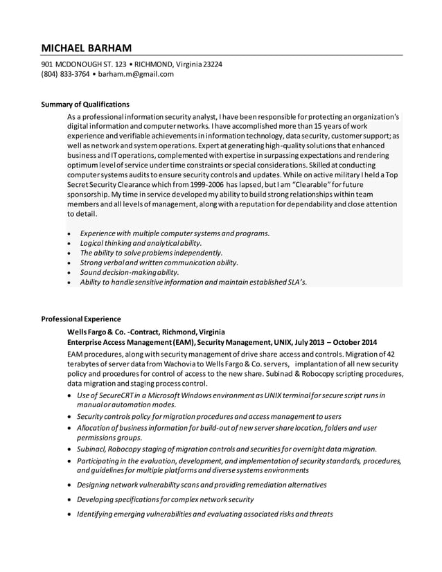 Michael Barham Resume 2014 ISA | PDF