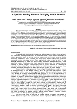 A Specific Routing Protocol for Flying Adhoc Network | PDF | Computer Networking | Computing