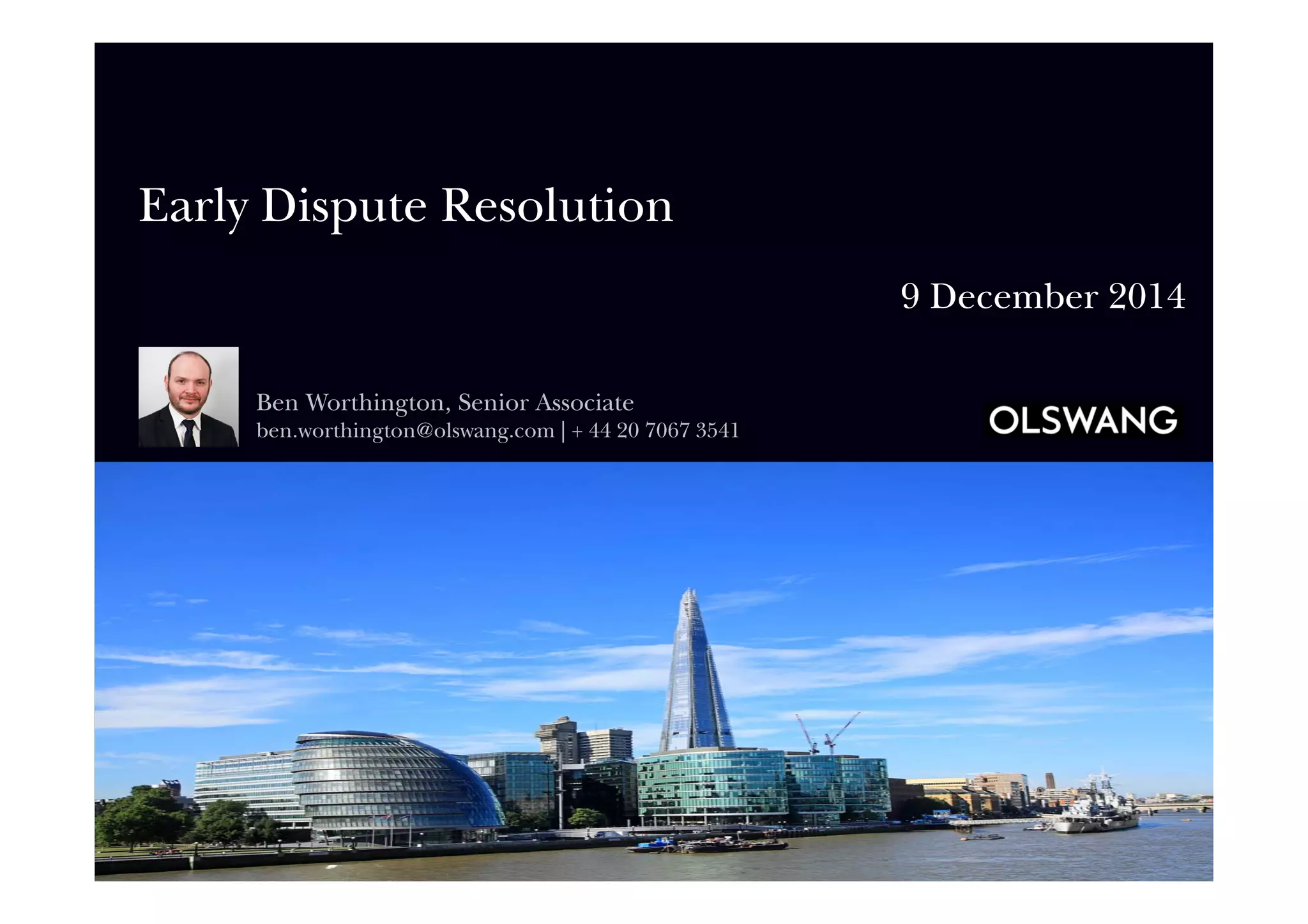 Early Dispute Resolution in the Construction Industry | PDF