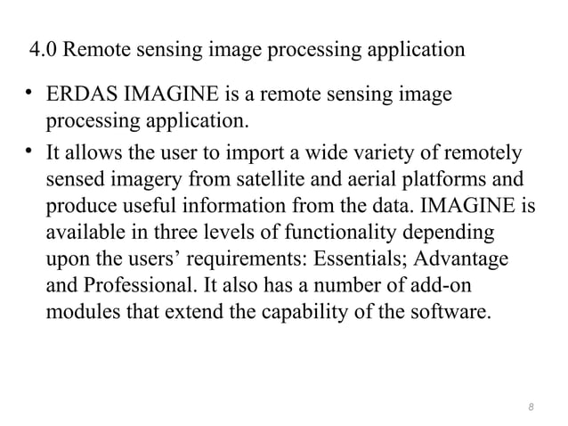 ERDAS IMAGINE | PPT | Graphics Software | Computer Software and ...