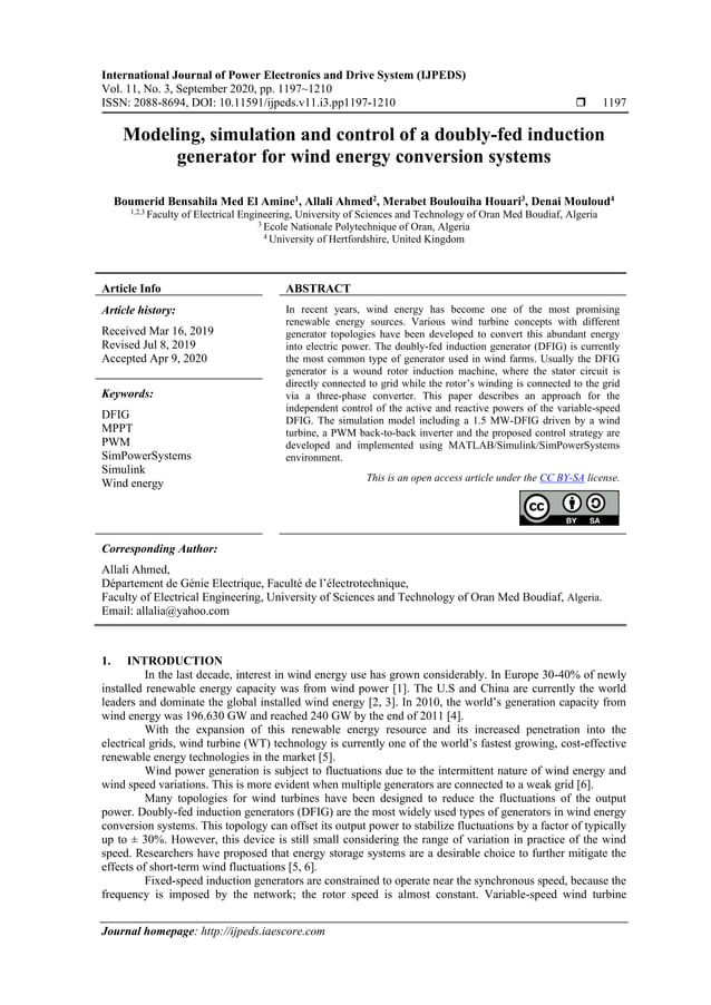Modeling Simulation And Control Of A Doubly Fed Induction Generator For Wind Energy Conversion