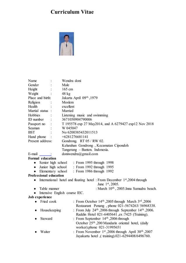WENDRA DONI, curriculum vitae. | DOCX