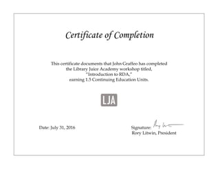 RDA certificate of completion | PPT