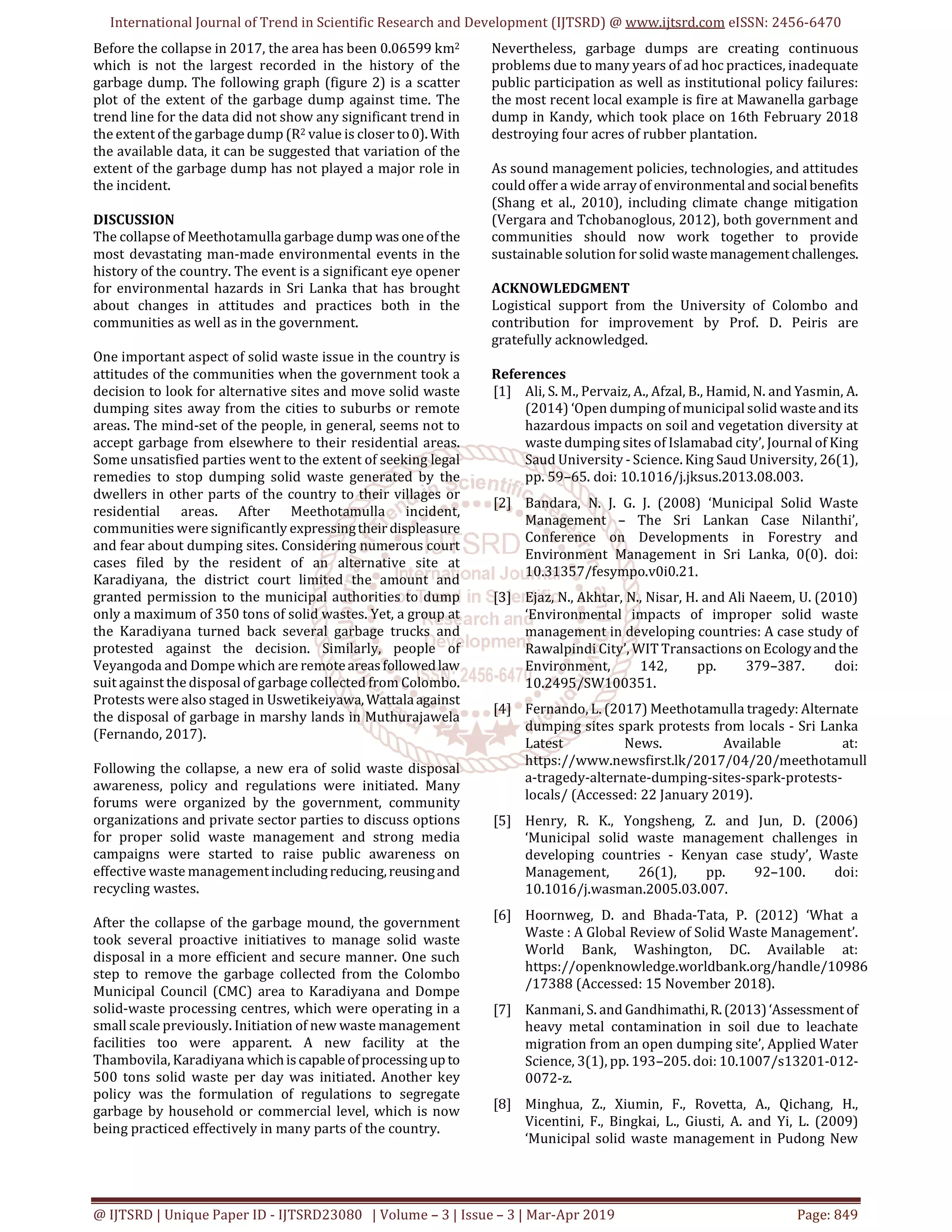 Decades to Accumulate, Seconds to fall A Case Study on Meethotamulla ...