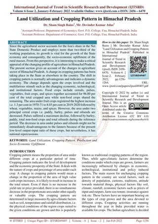 Land Utilization and Cropping Pattern in Himachal Pradesh | PDF