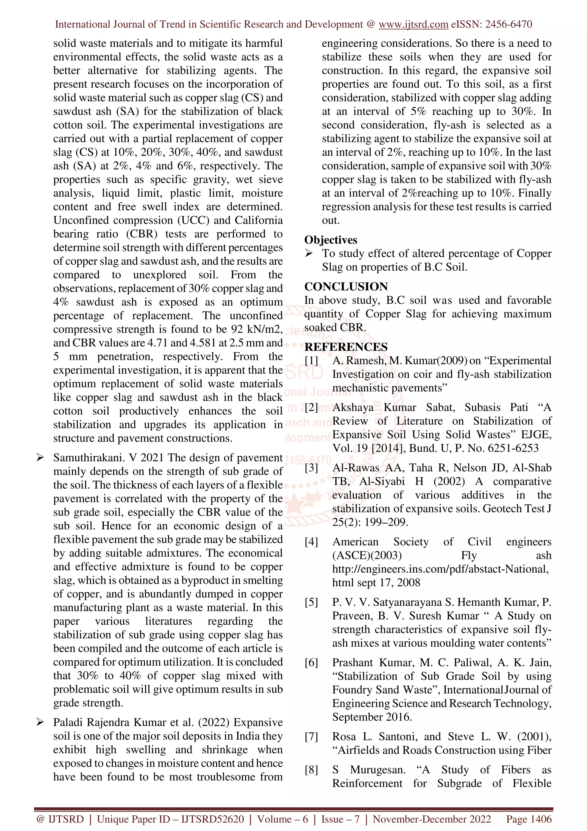 Study on Stabilization of Black Cotton Soil using Copper Slag for ...