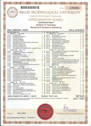 consolidated marksheet | PDF