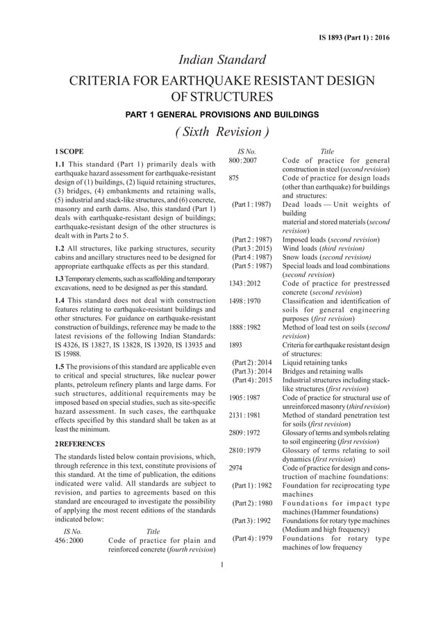 IS 1893 part 1-2016 | PDF | Civil Engineering Industry | Industries