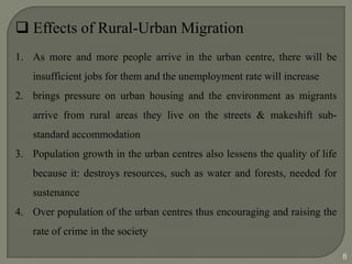 Migration Of People From Rural To Urban Society