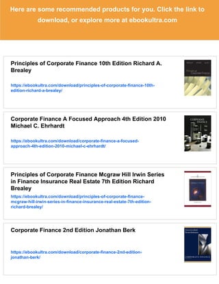 Corporate Finance Principles Practice 4th Edition Denzil Watson | PDF