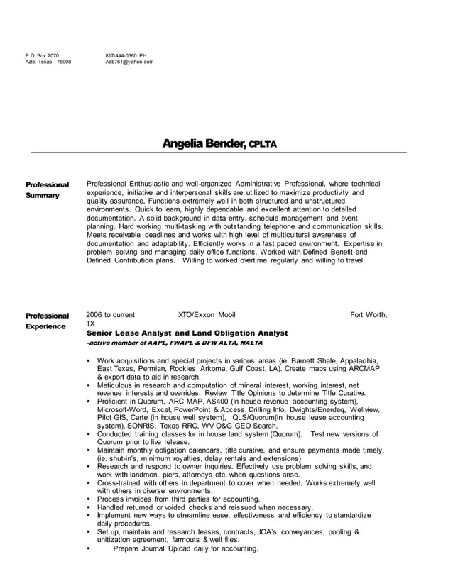 Angies Resume Oil and Gas | PDF