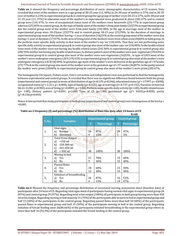 Effectiveness of Early Ambulation on Post Operative Recovery among the ...