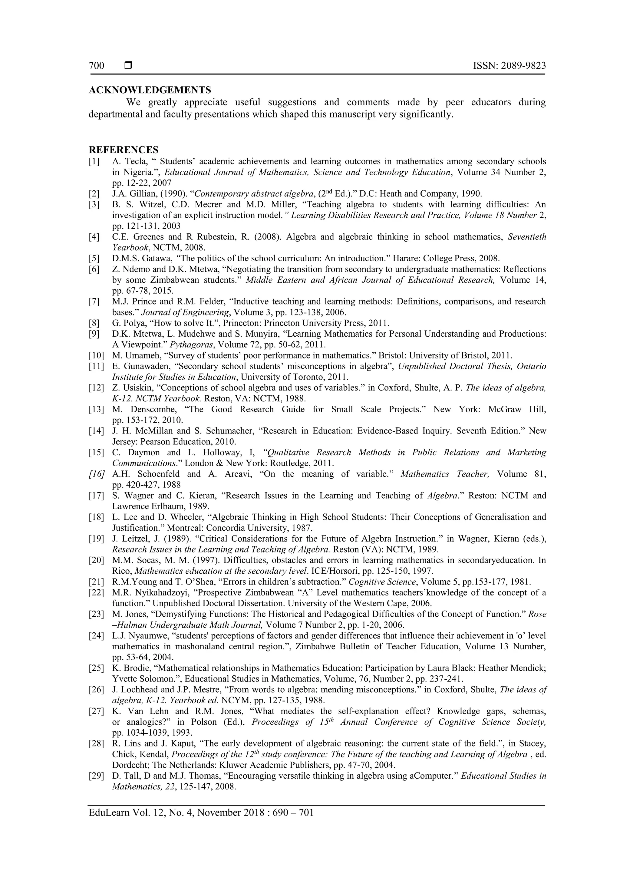 Secondary School Students’ Errors and Misconceptions in Learning ...