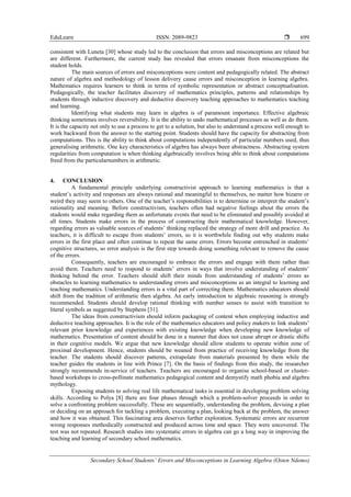 Secondary School Students’ Errors and Misconceptions in Learning ...