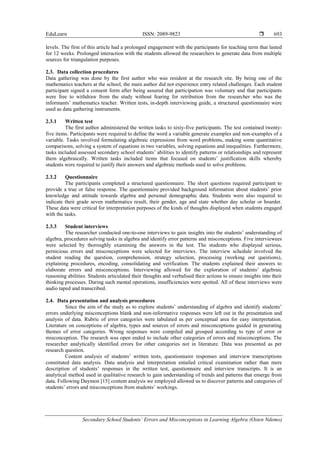 Secondary School Students’ Errors and Misconceptions in Learning ...
