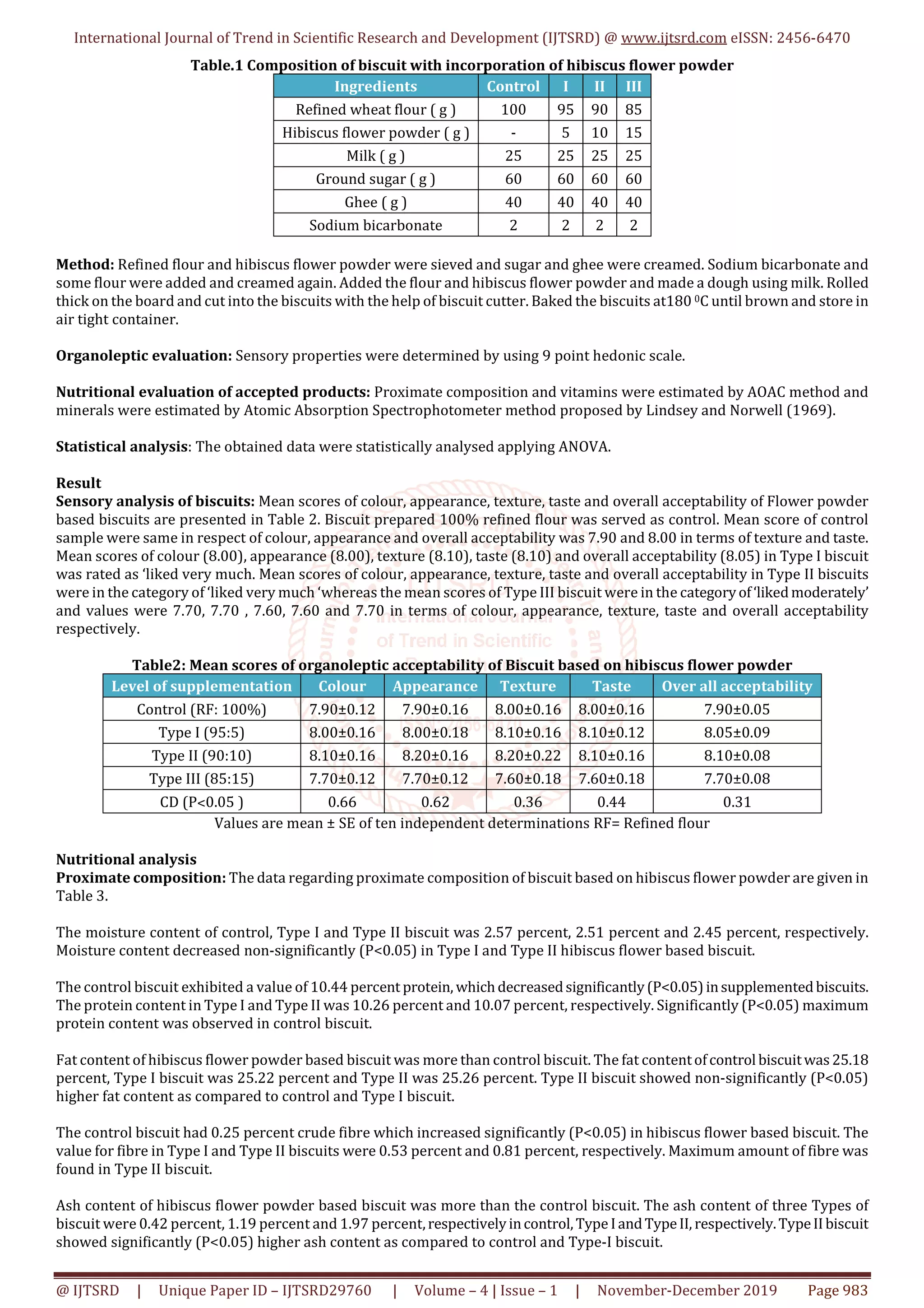 Sensory and Nutritional Evaluation of Biscuit Supplemented with ...