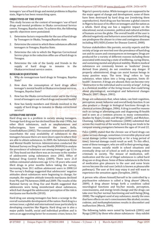 Teenagers Use of Hard Drugs and Mental Health Problems in Bayelsa State ...