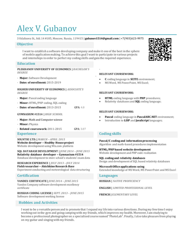 Alex Gubanov Resume | DOCX | Web Development | Internet
