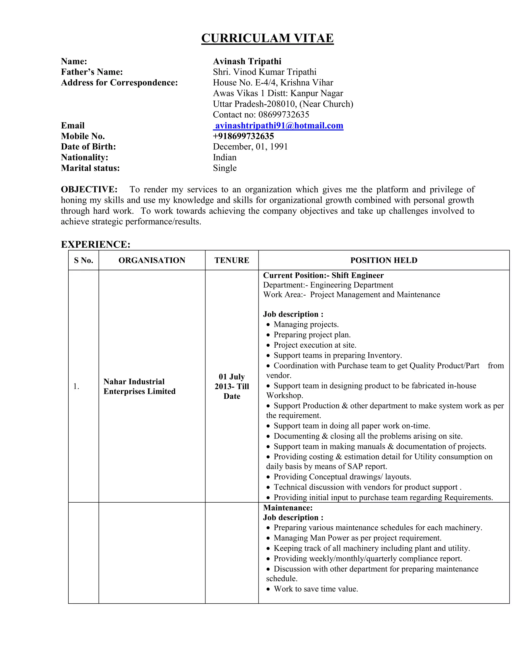 CURRICULAM VITAE | PDF