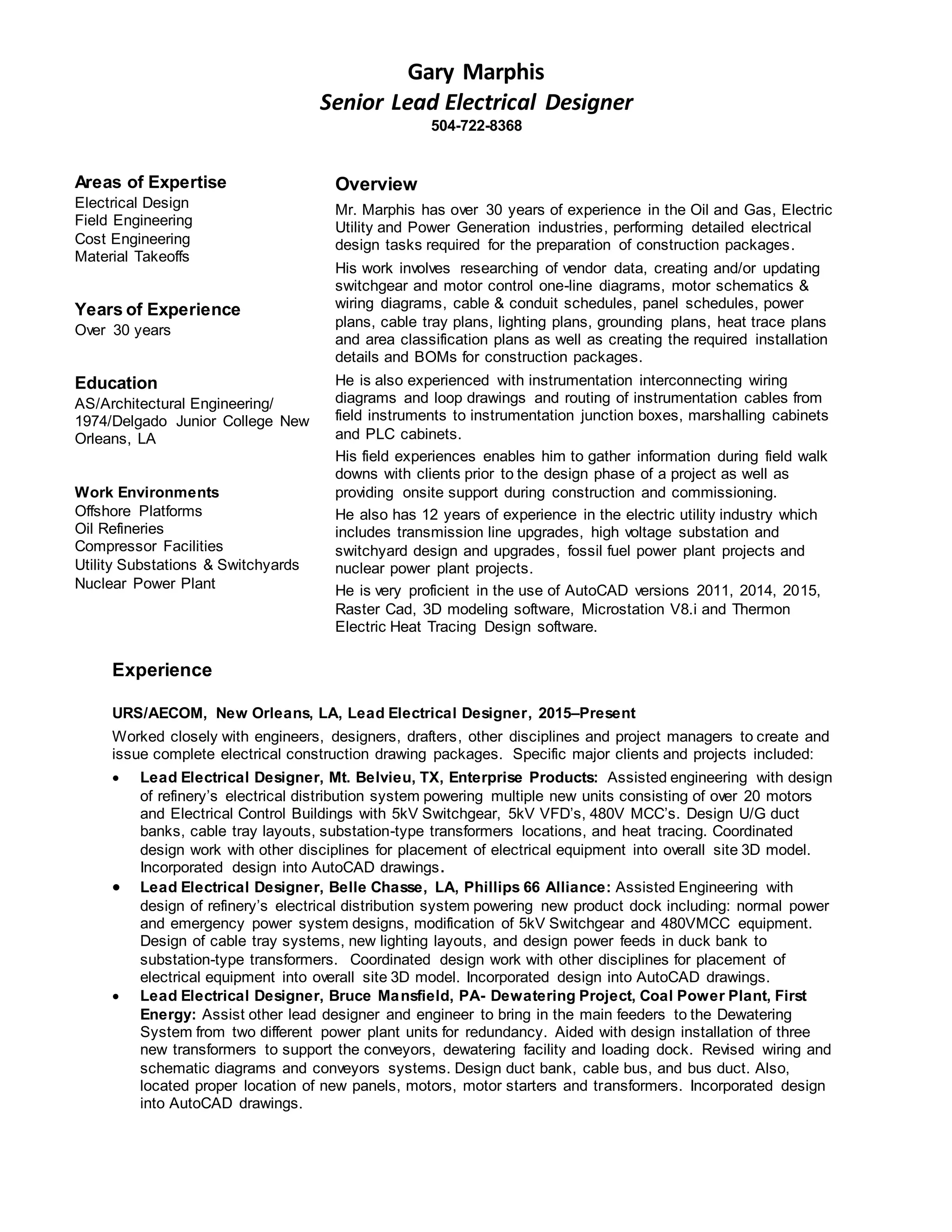 Gary Marphis Resume Jan 2017 | PDF