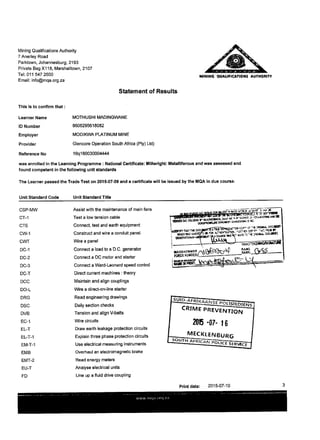 statement of results trade test | PDF