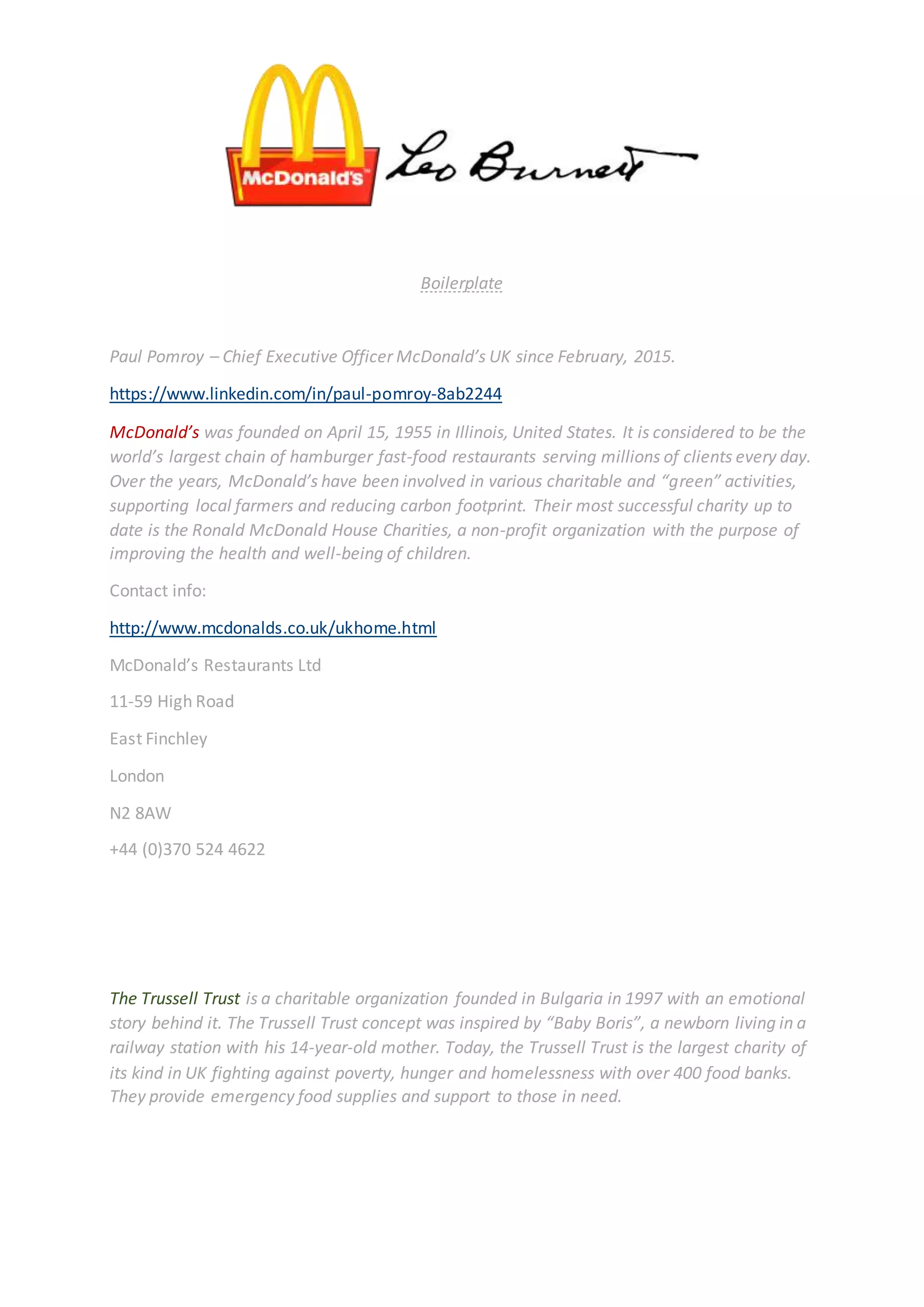 McDonald's Press Release | DOCX