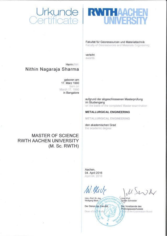 Master Certificate