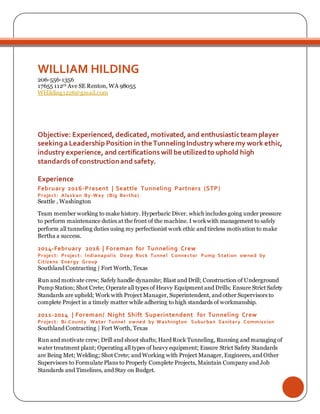 WILLIAM HILDING RESUME | PDF