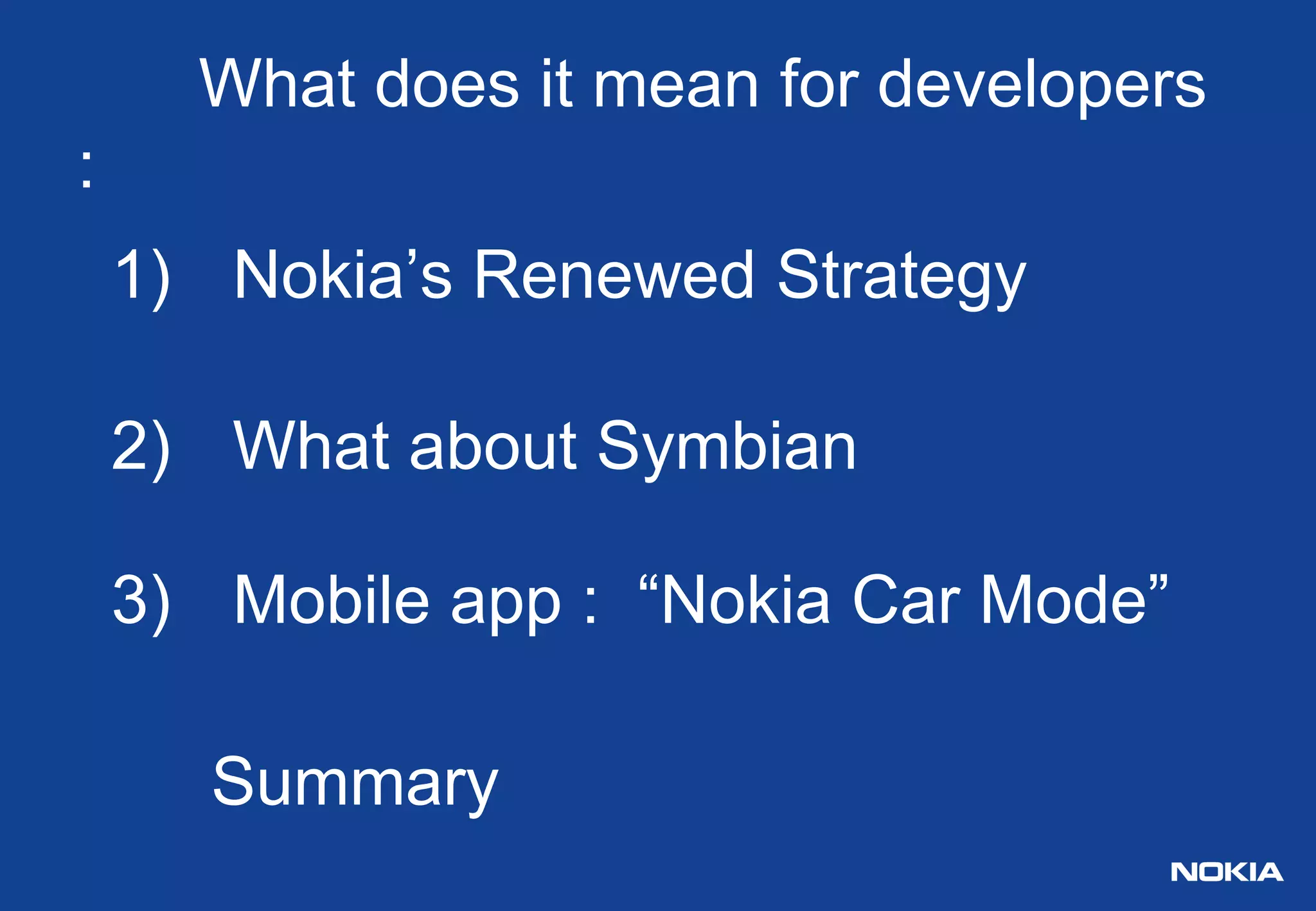 Nokia, Connecting Devlopers | PPTX